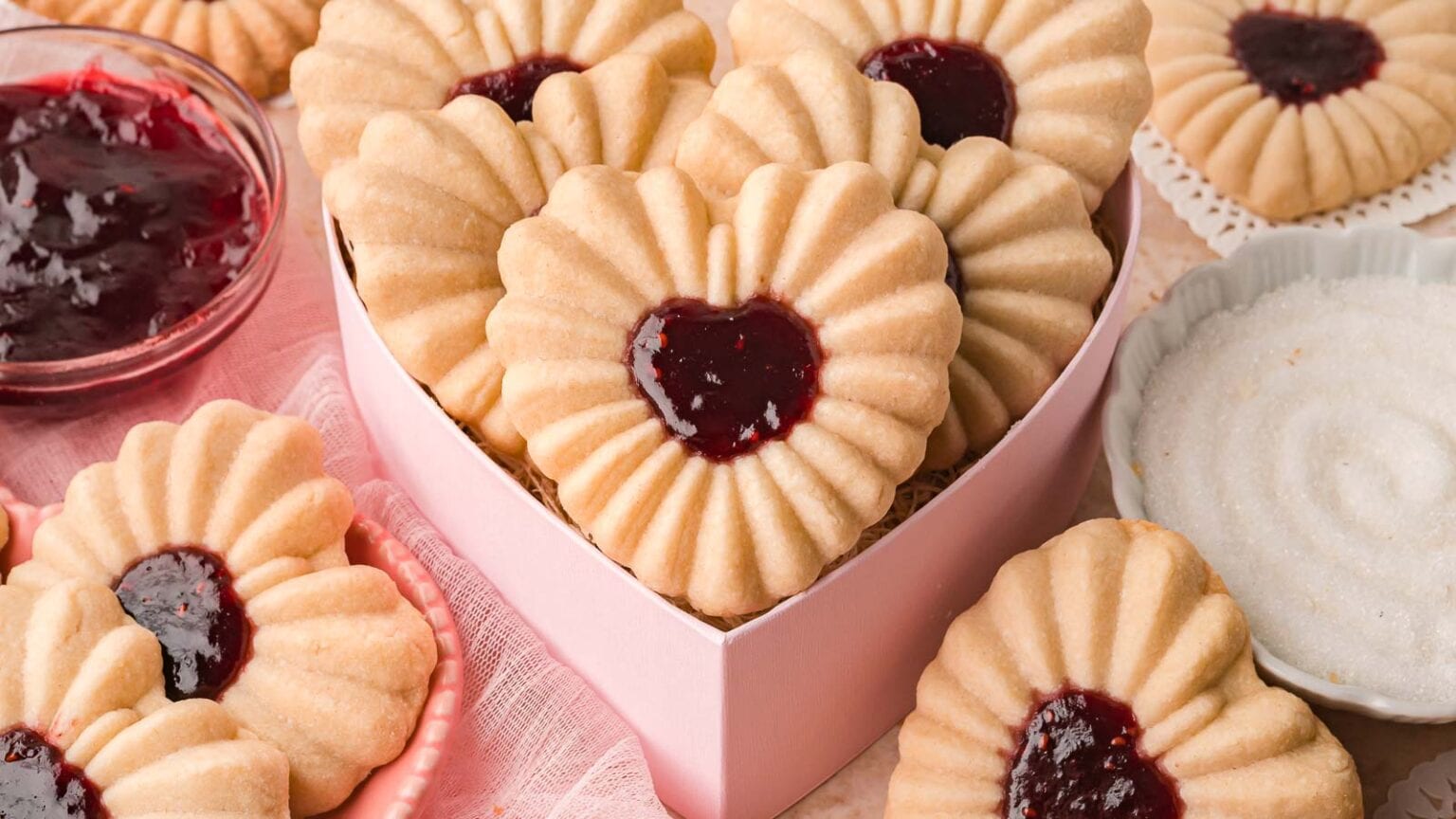 Heart Jam Cookies (Easy Stamped Butter Cookies with Jam)