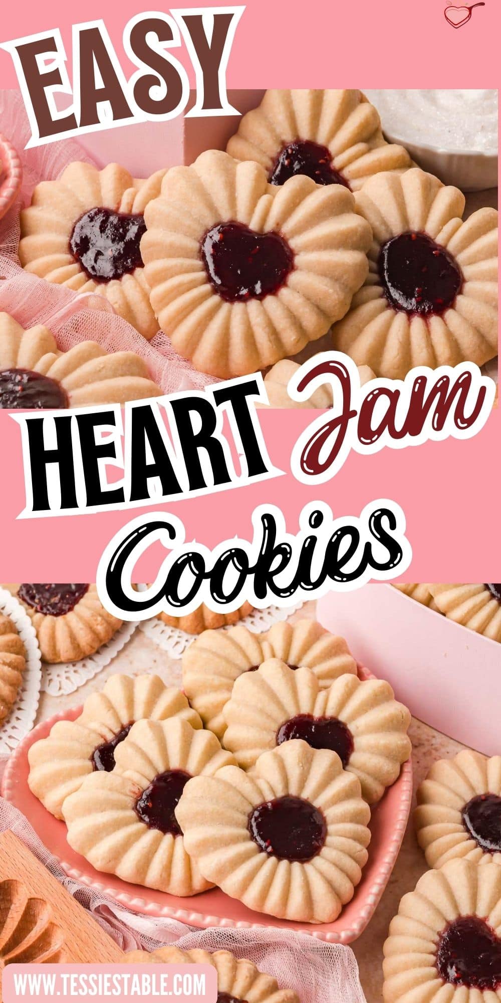Heart Jam Cookies (Easy Stamped Butter Cookies with Jam)